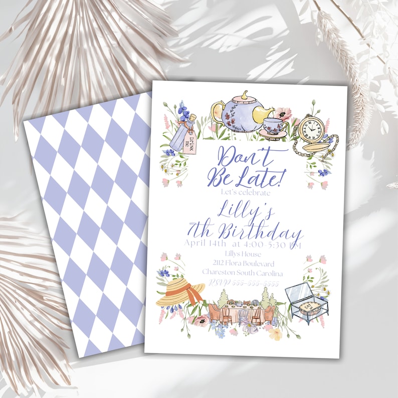 Digital Childrens Mad Hatter Tea Party Invitation Mad Hatter Party ...