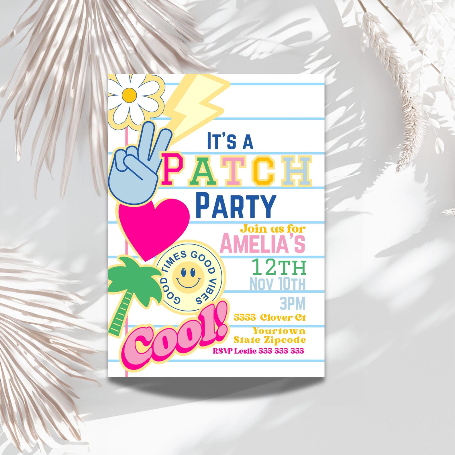 Editable Patch Party 90s Party Invitation Patches Themed Printable ...