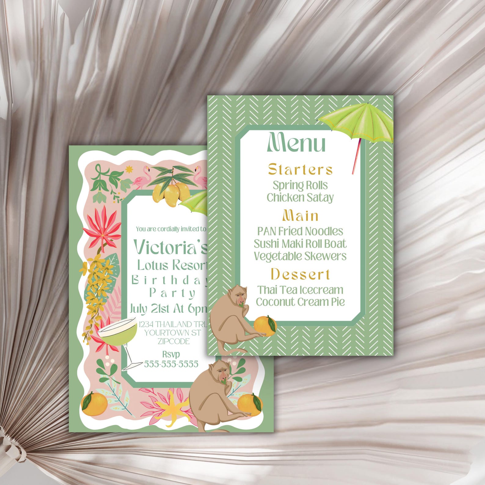 Editable Wife Lotus Birthday Resort Invite Viewing Retro Monkey ...