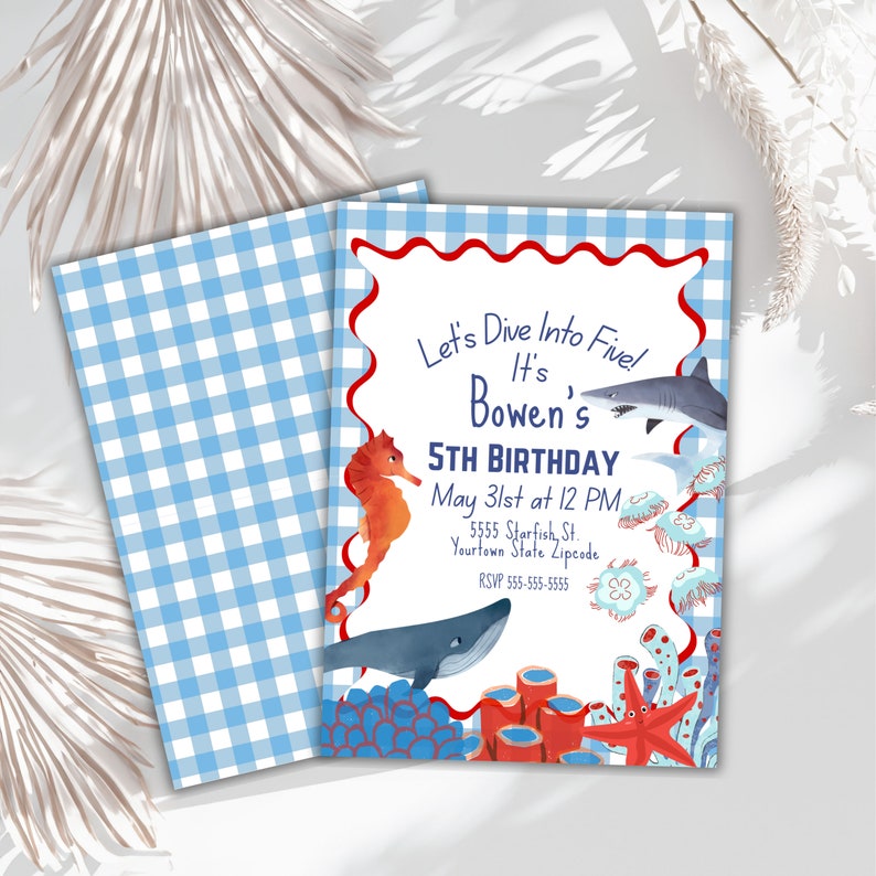 Editable Dive Into Five Invitation Beach Pool Party Boys 5th Birthday ...