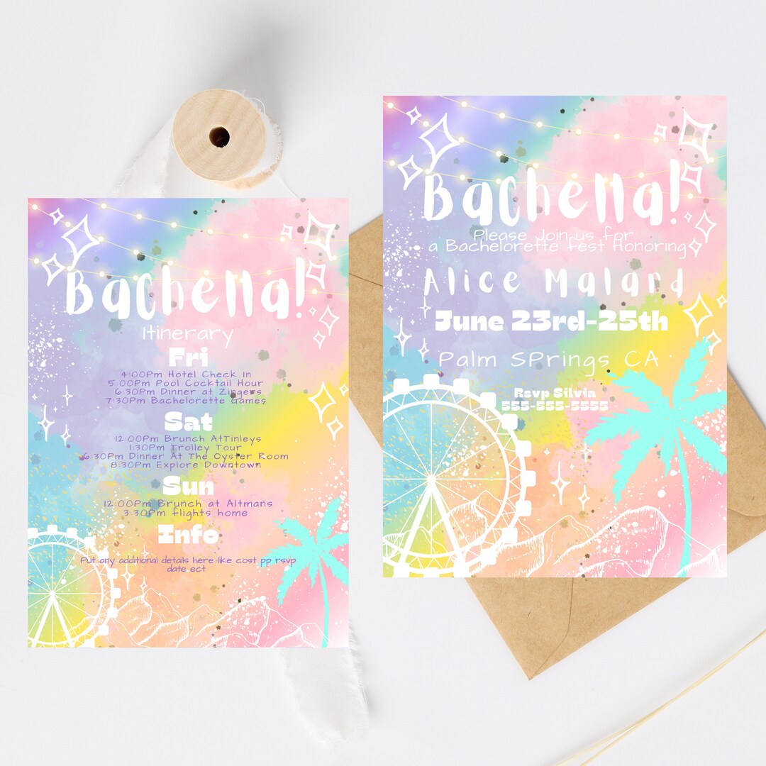 Editable Bachella Invite Music Fest Bachelorette Invitation Hippy ...