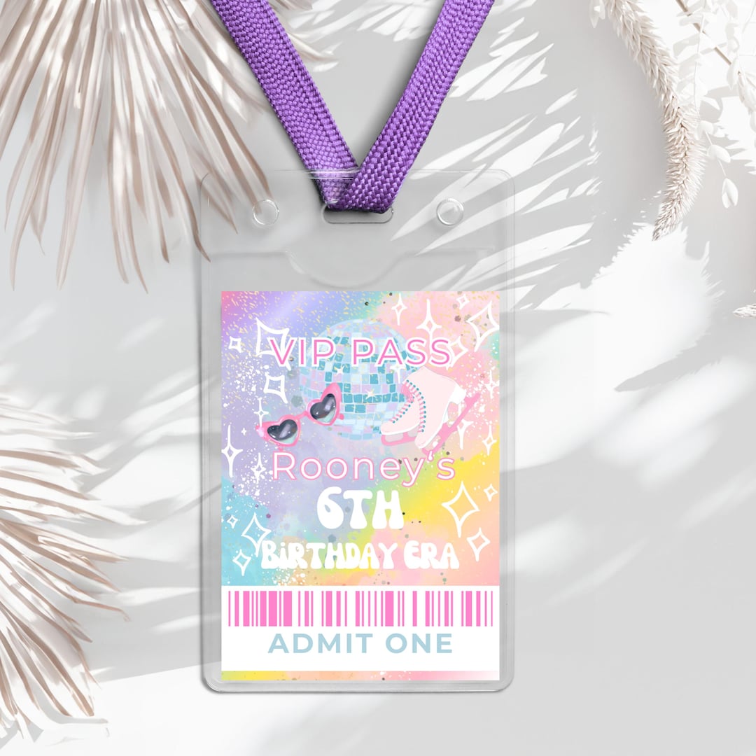 Editable Vip Pass My Birthday Era Ice Skate Inspired Birthday Favor ...