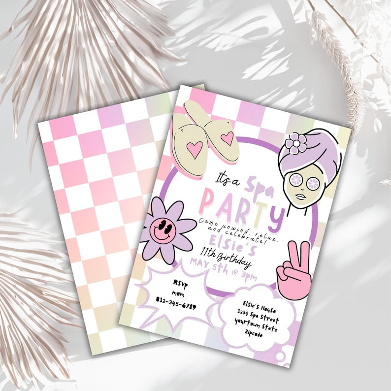 Editable Spa Birthday Party Invitation, Pastel Colors (printable) - Etsy