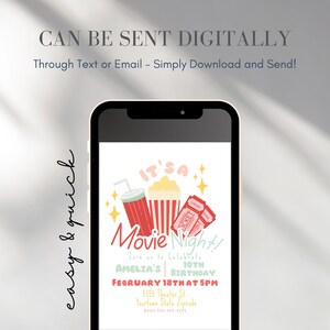 Editable Outdoor Movie Night Theme Party Invitation, Retro Movie Night ...