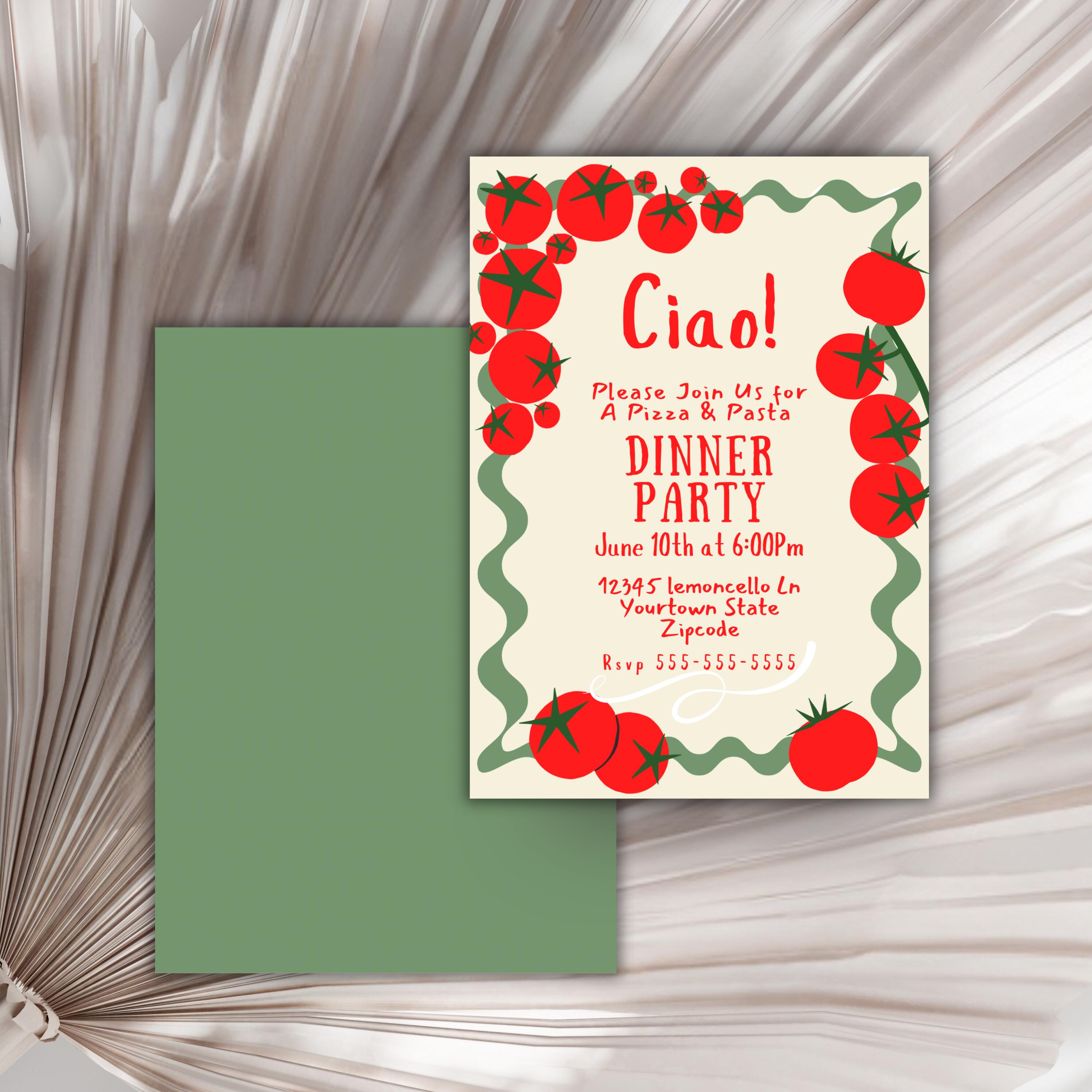 Editable- Italian Dinner Party Invite , Menu , Pasta Birthday Thats ...
