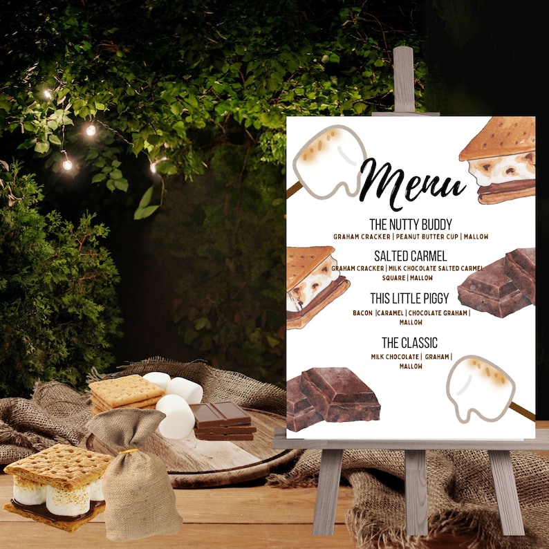 Editable S'mores Bar Sign & Menu: Bonfire Party Printable (digital ...