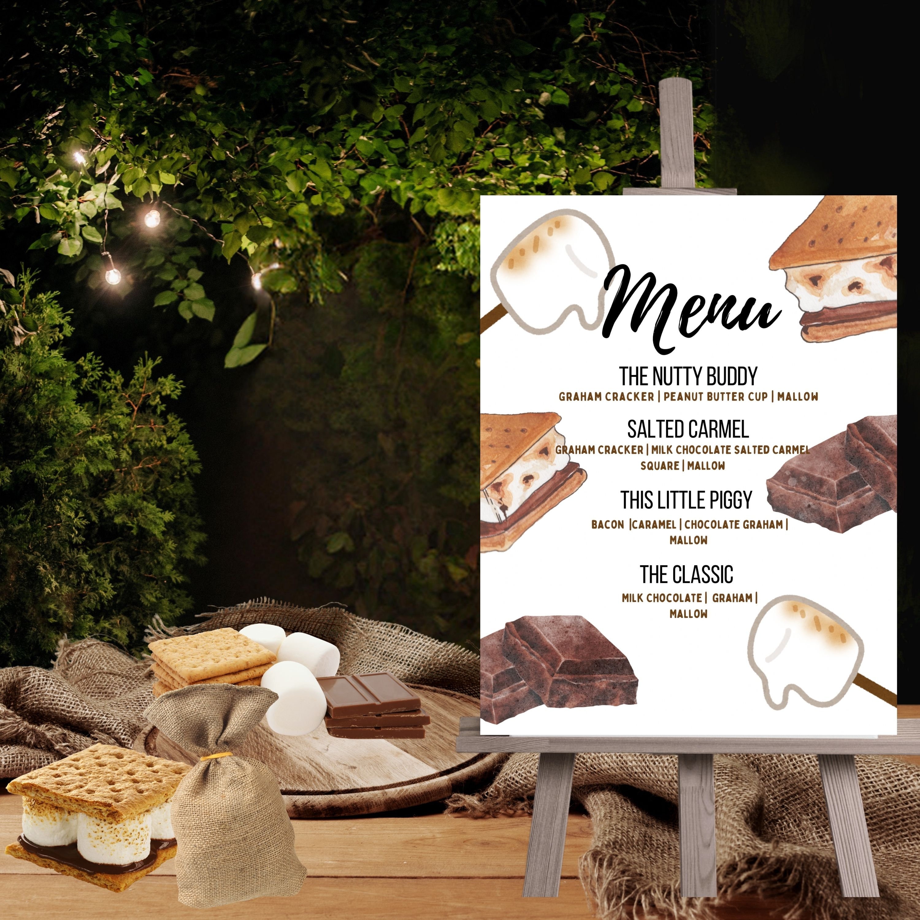 S'mores Bar Sign & Menu: Editable Printable (digital Download) - Etsy