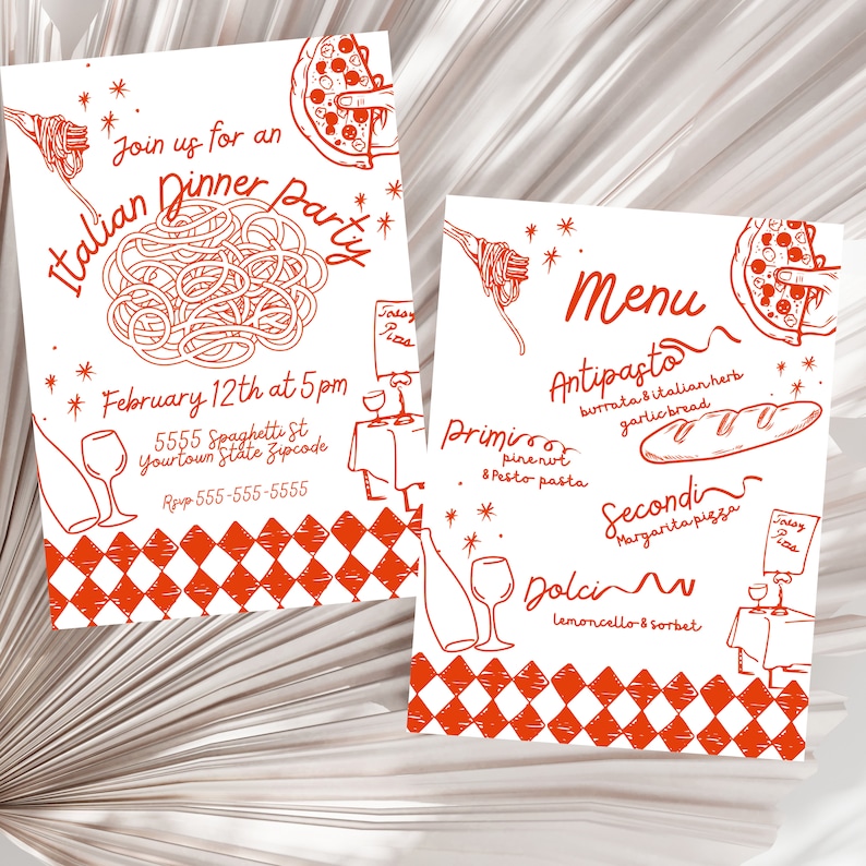 Editable- Italian Dinner Party Invite , Menu , Place Card Set , Thats ...