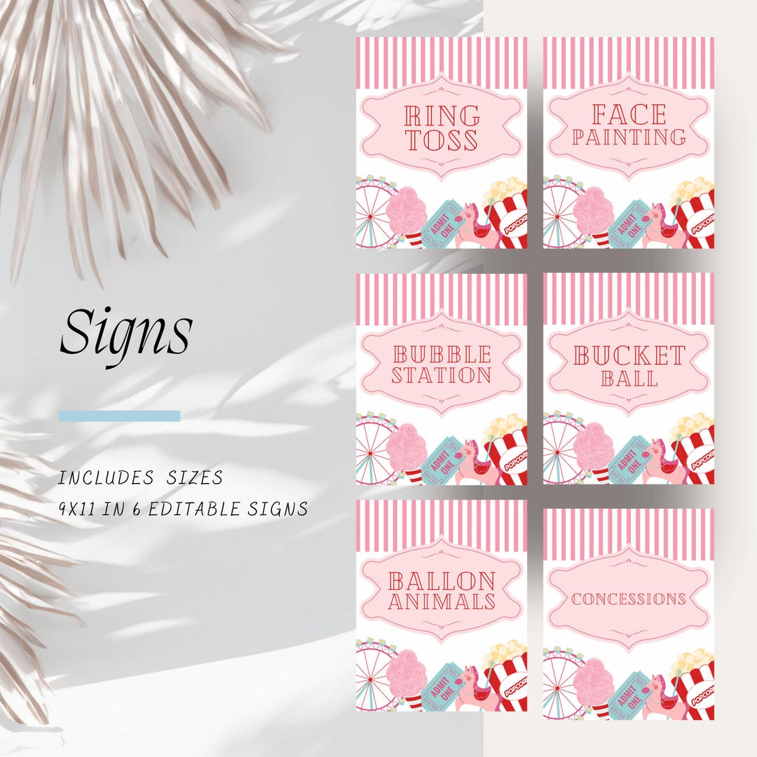 Editable Circus Theme Welcome Sign Concessions Decoration Circus Tent ...