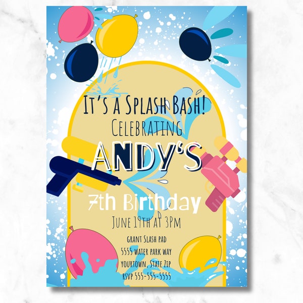 Kids Water Park Birthday Flyer - Etsy