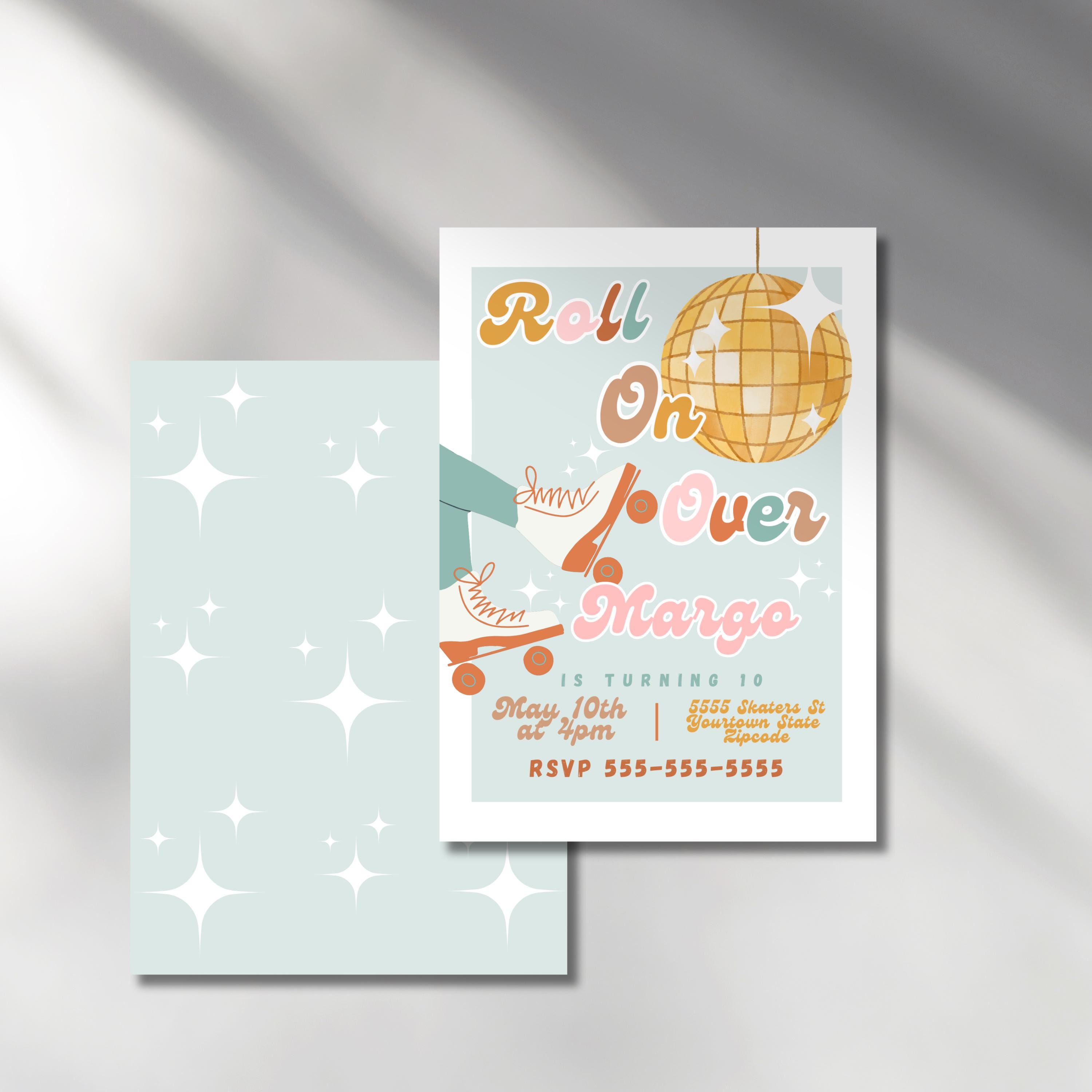 Editable Roller Skate Birthday Party, Roller Skate Let’s Roll ...