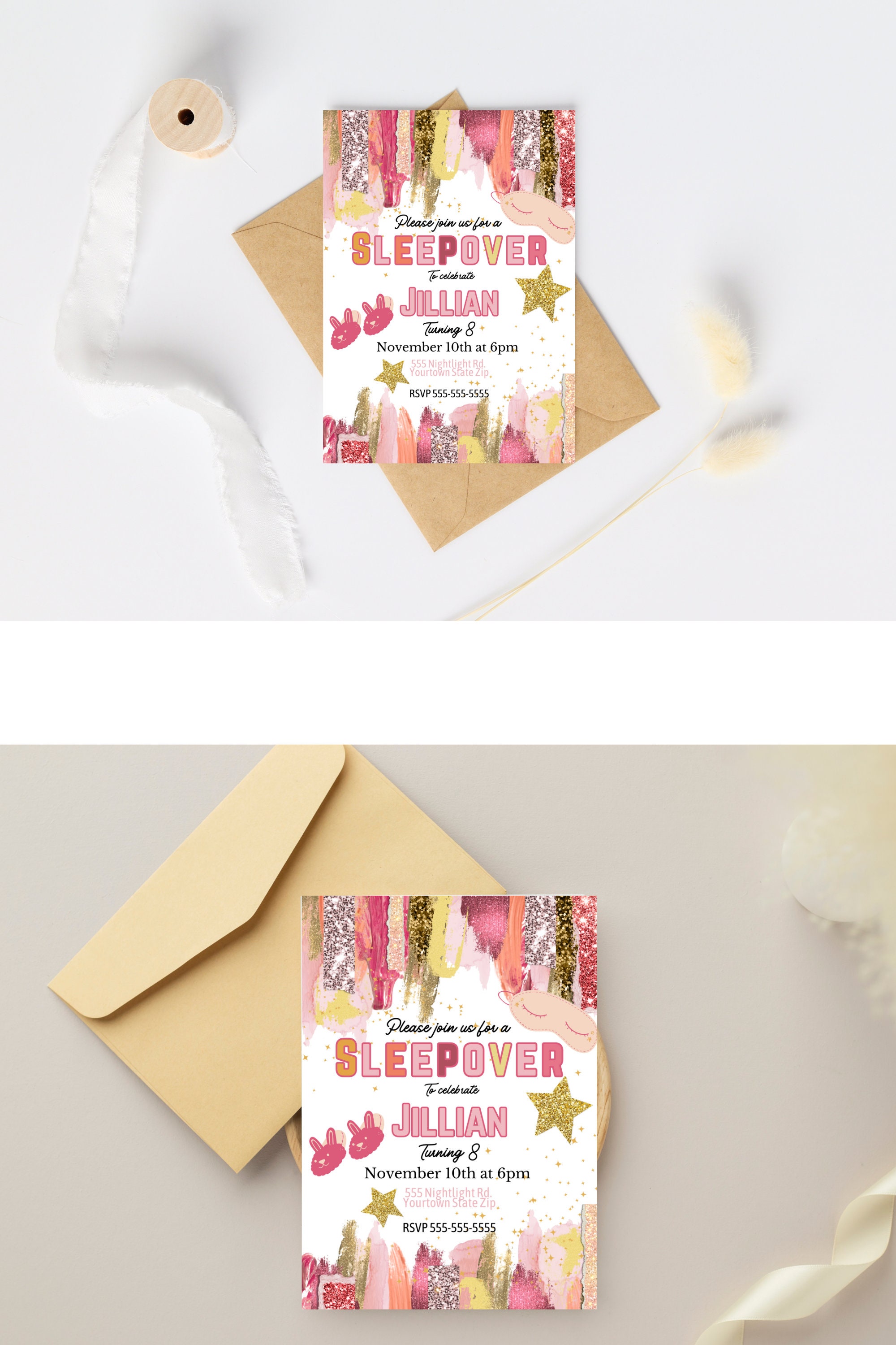 Editable Sleepover Invitation Glam Slumber Party Invite - Teen Girls ...