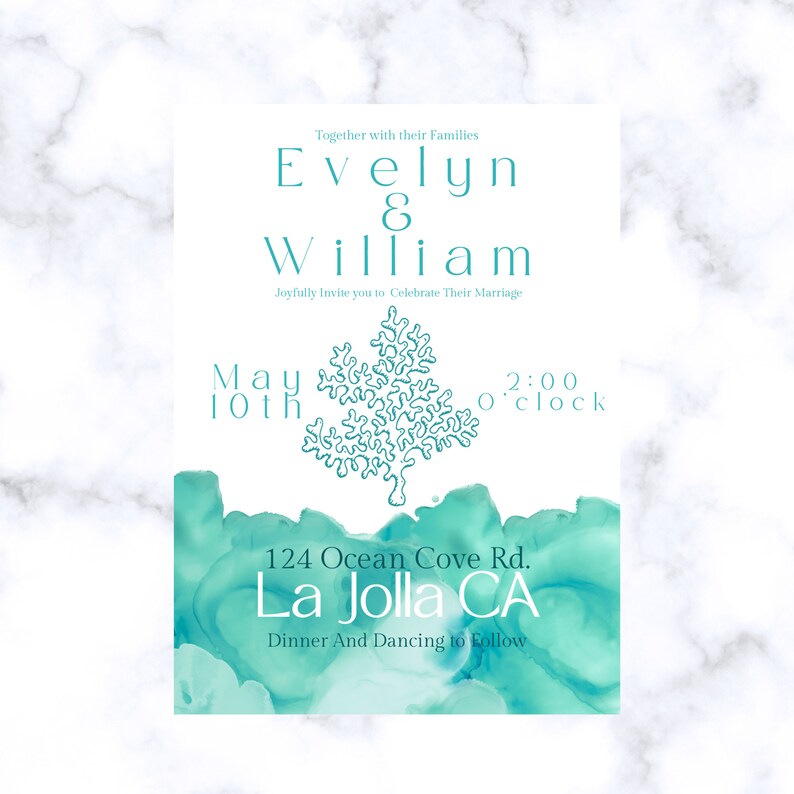 Editable Destination Wedding Invite, Sea Wedding Invitation, Beach ...