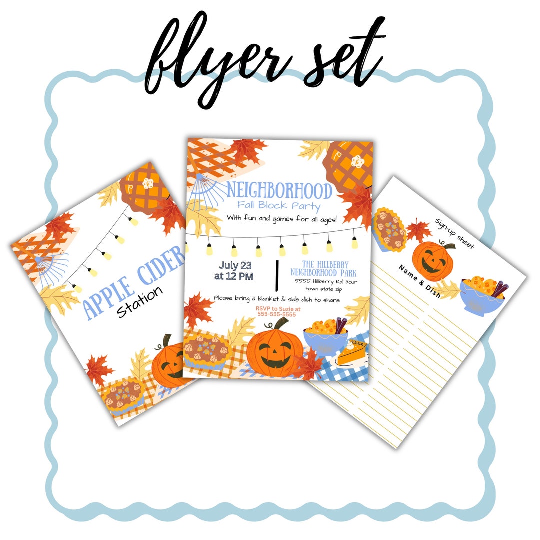 Kit fall Harvest Party Flyer Editable Invite Potluck - Etsy