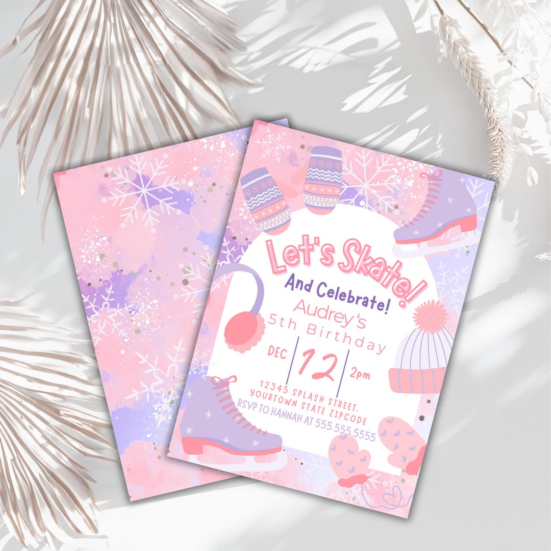 Editable Iceskating Invite, Skate on Over, Ice Queen Party , Figure ...