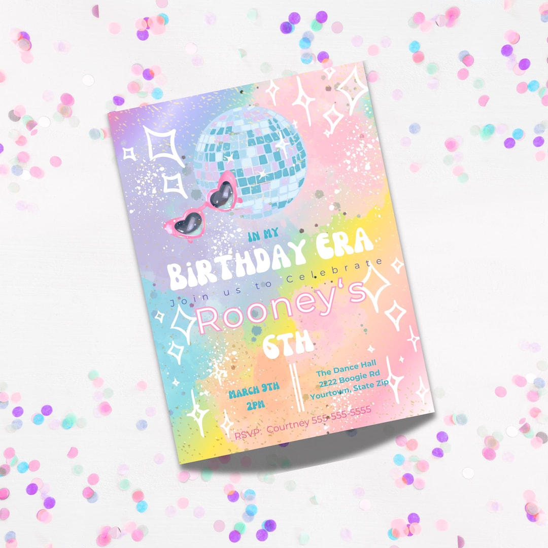 Pastel Birthday Era Invitation, Fan Girl Party (editable Canva Template ...