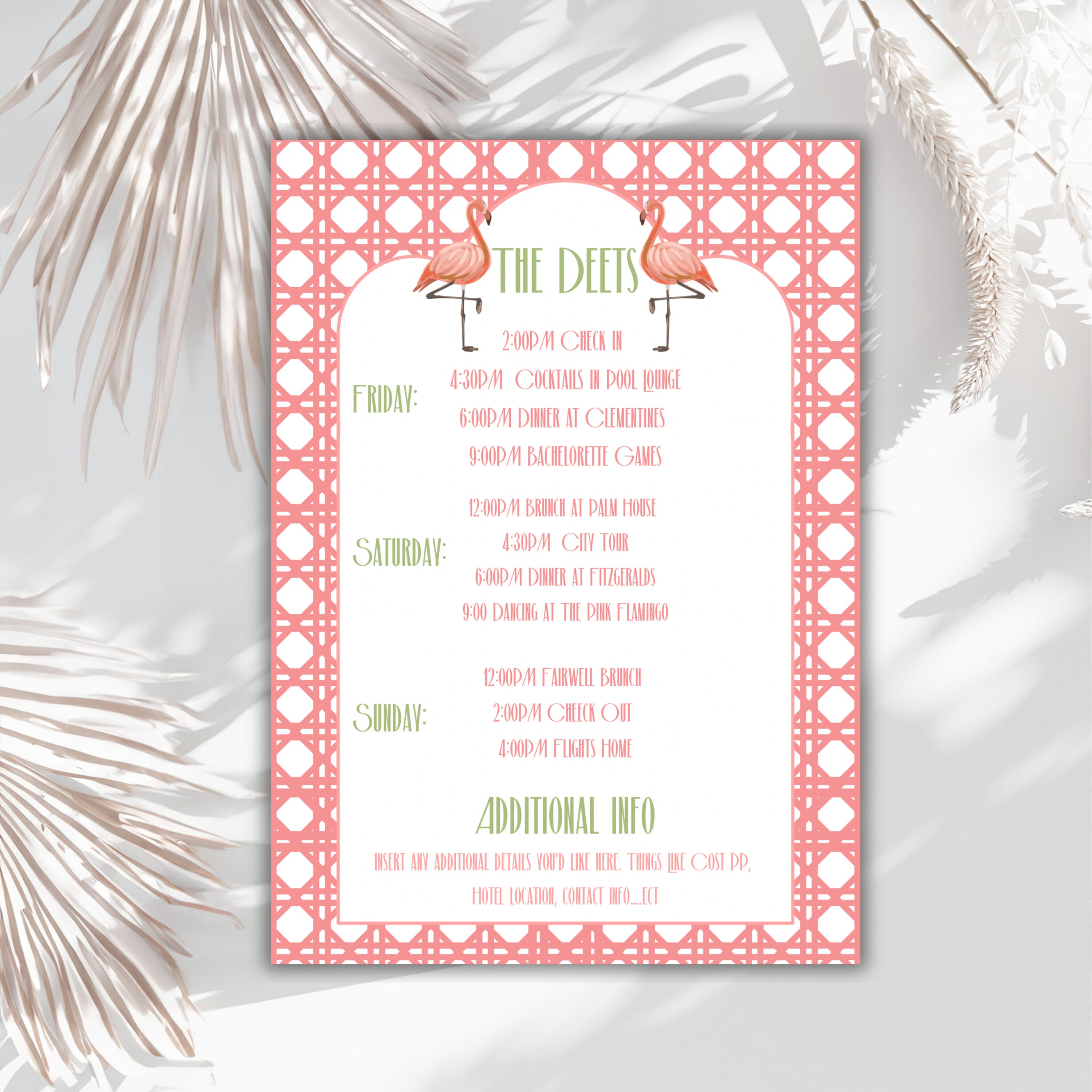 Editable Royale Palm Prosecco Beach Retro Bachelorette Invitation Set ...
