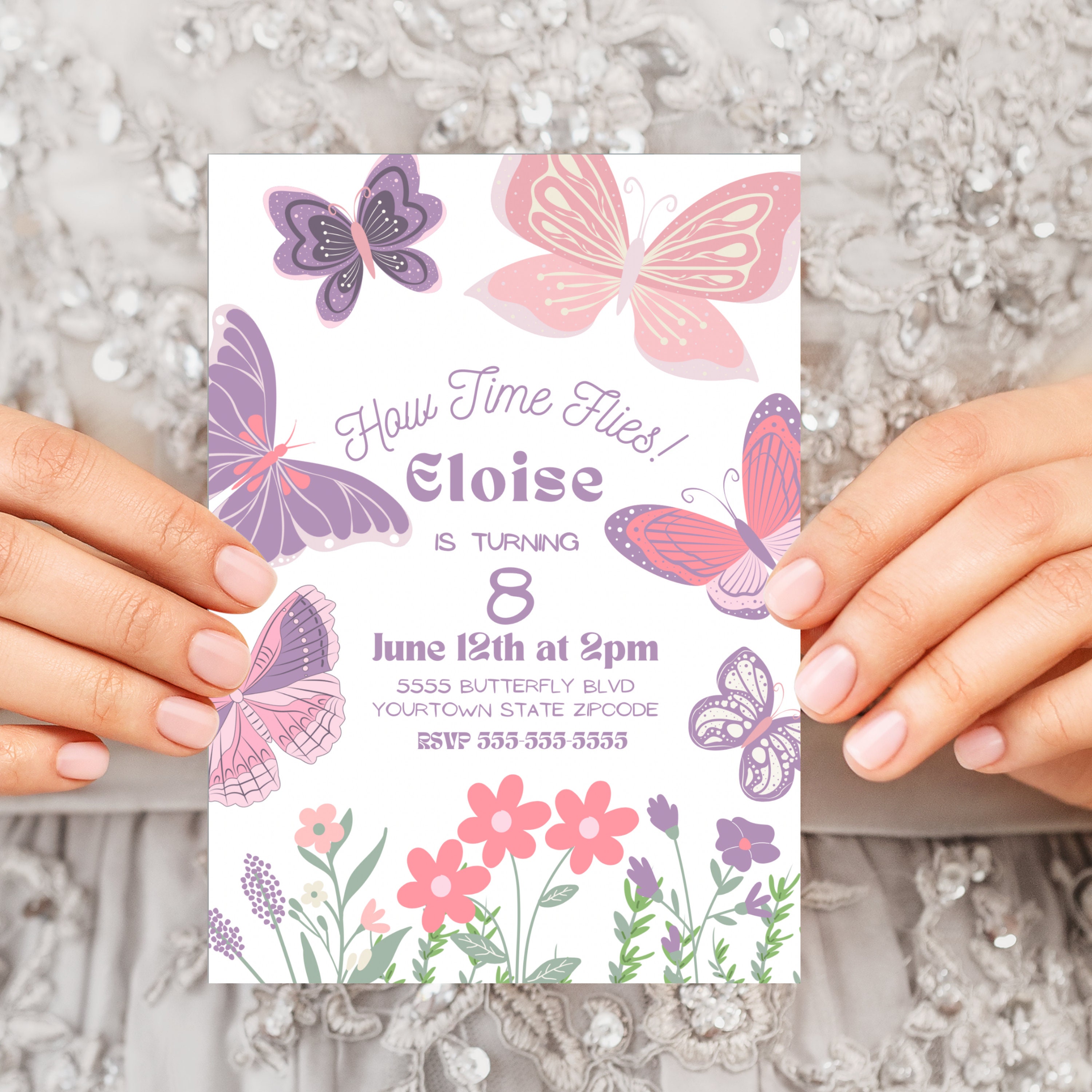 Editable Butterfly Themed Birthday Party Invite Garden Party Enchanted ...