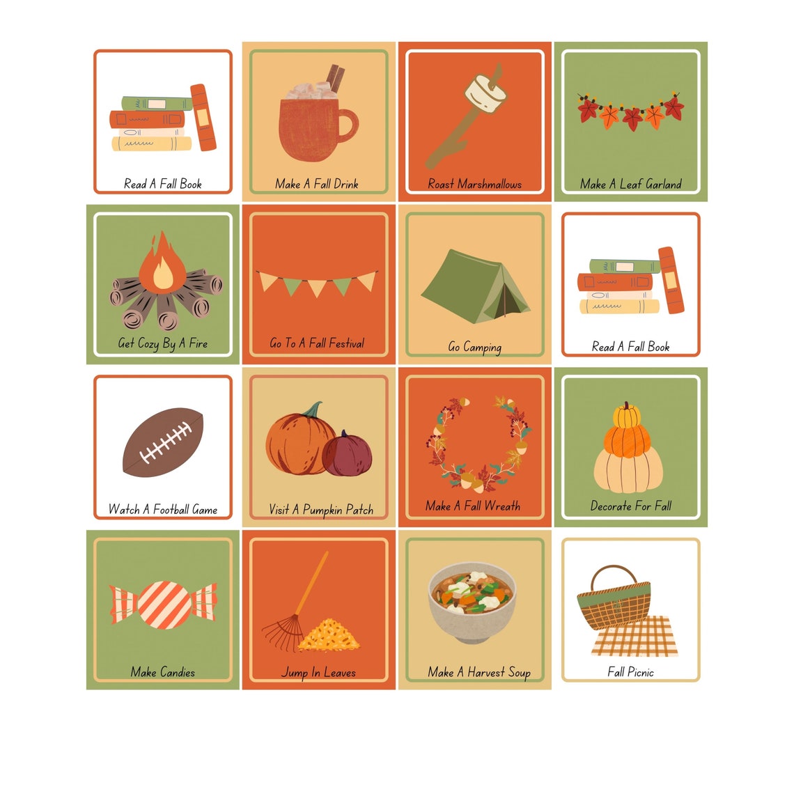 Printable Fall Advent Activities Cards Halloween Advent Calendar ...
