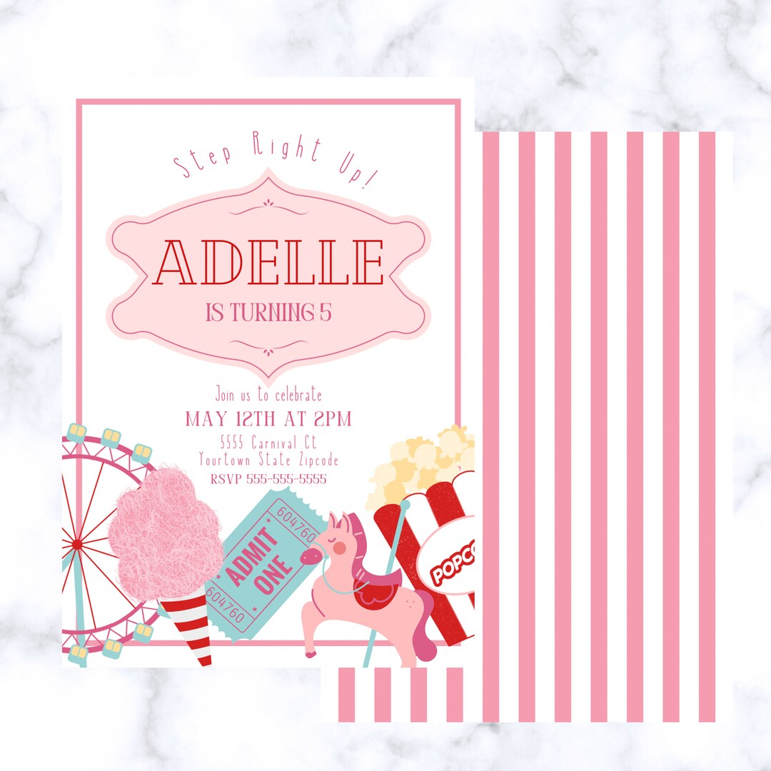 Editable Carnival Invite Carnival Theme Birthday Invitation the ...