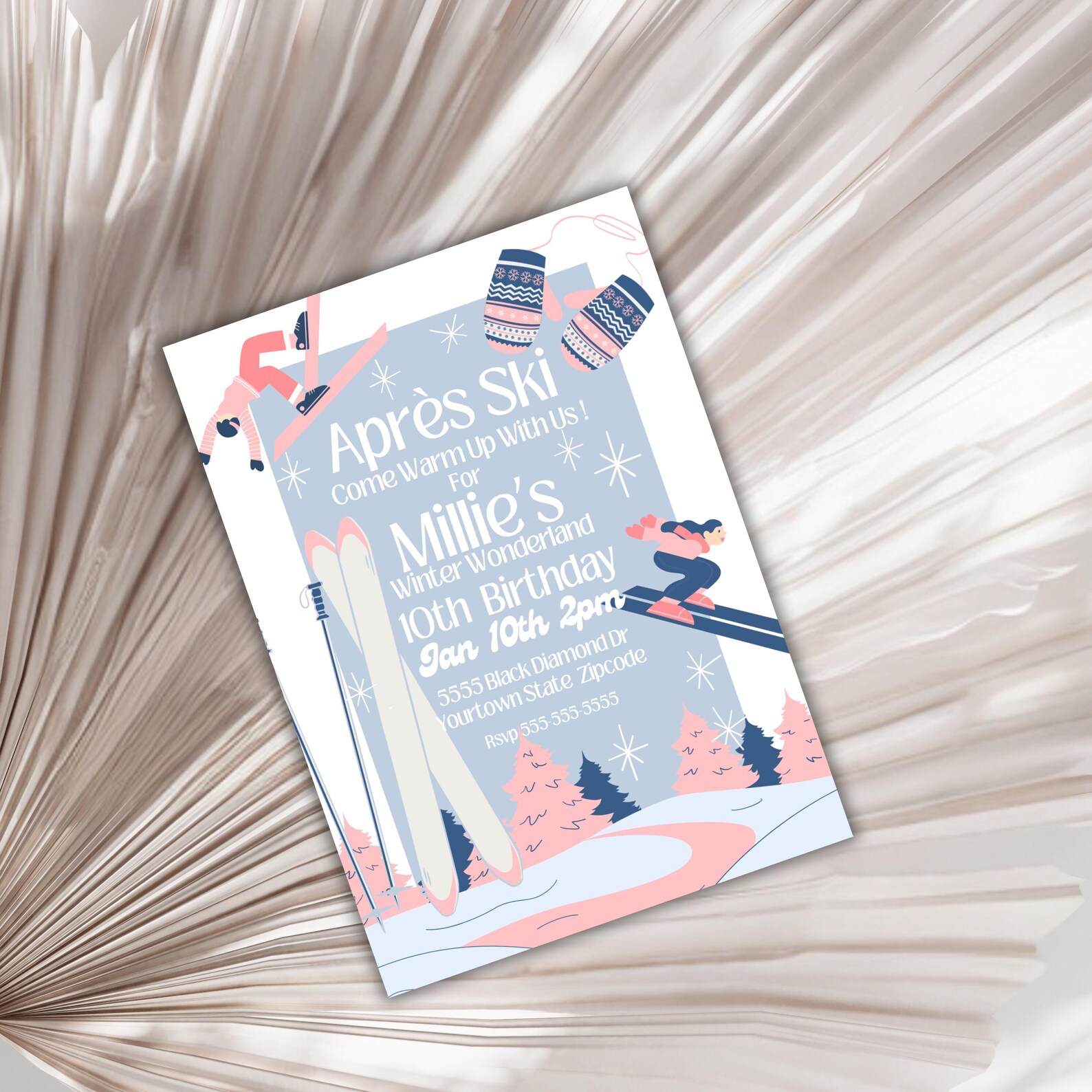 Editable Apres Ski Party Birthday Invite . Retro Ski Party, Cabin Party ...