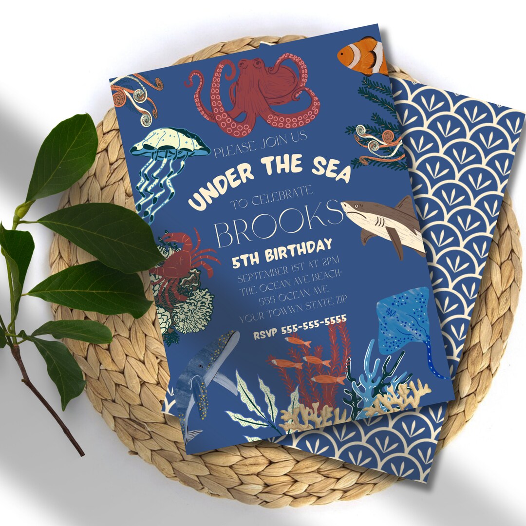 Editable-under the Sea Animals Invite Party Ocean Nautical - Etsy