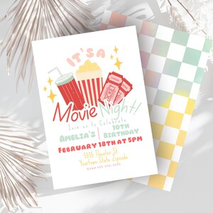 Editable Outdoor Movie Night Theme Party Invitation, Retro Movie Night ...