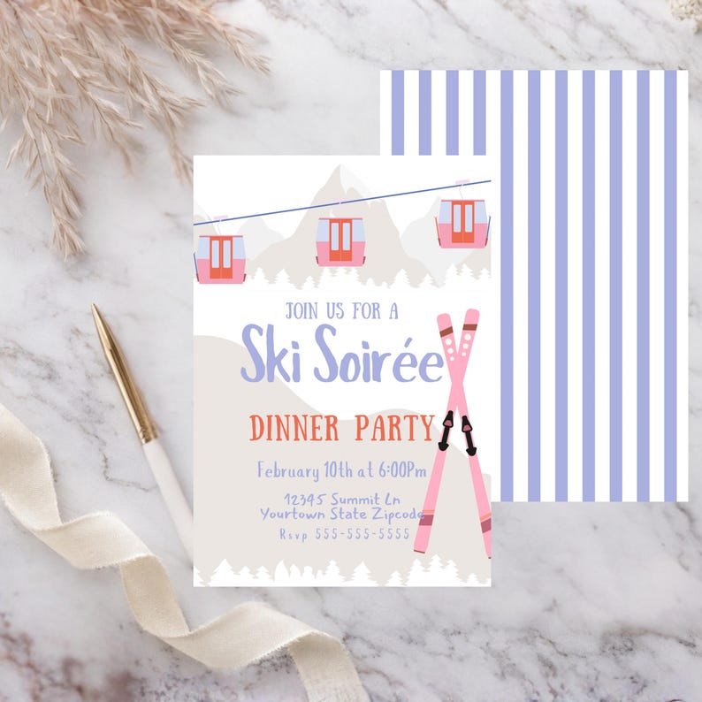Editable Apres Ski Party Birthday Invite . Retro Ski Party, Cabin Party ...