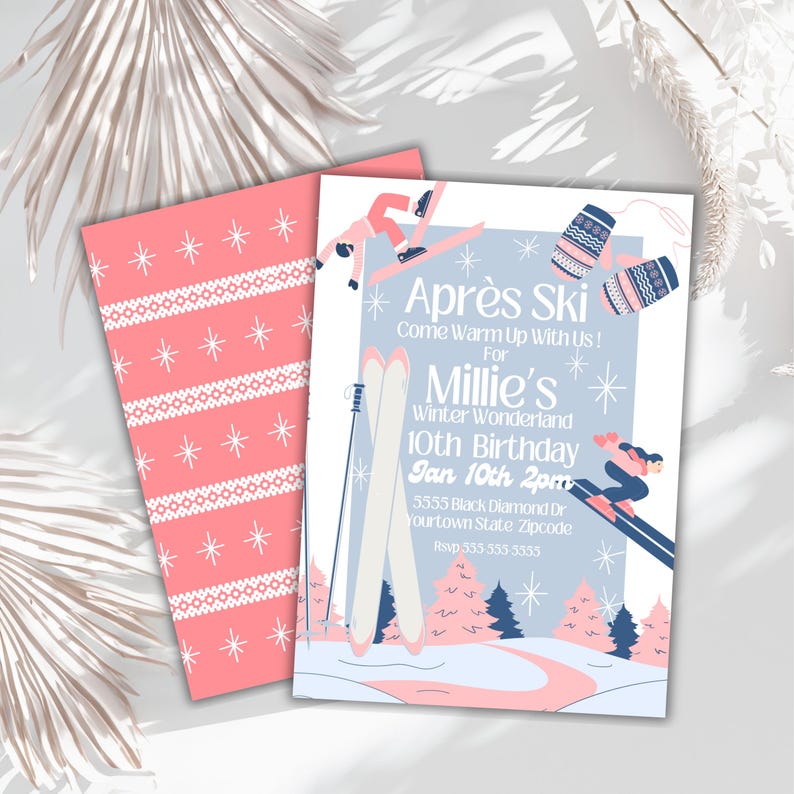 Editable Apres Ski Party Birthday Invite . Retro Ski Party, Cabin Party ...