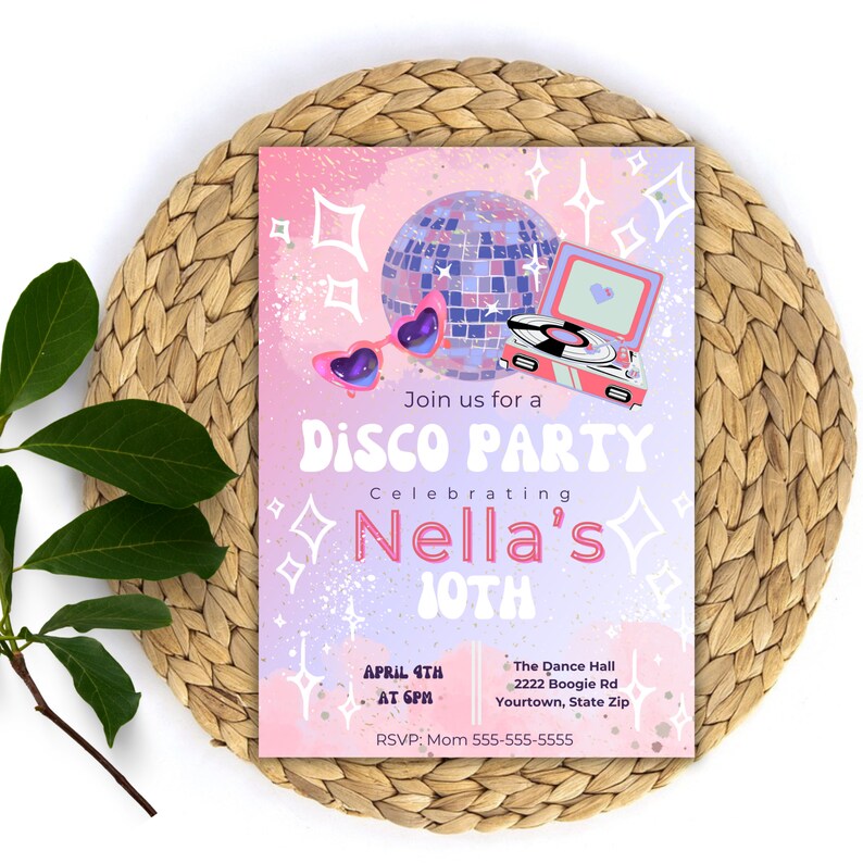 Editable Invite Disco Ball Invitation, Disco Party Dance Party Invite ...