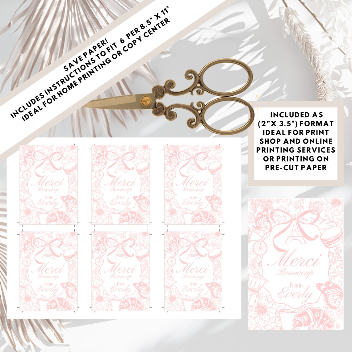 Editable Paris Party Merci Thank You Tags Butterfly Garden Eiffel Tower ...