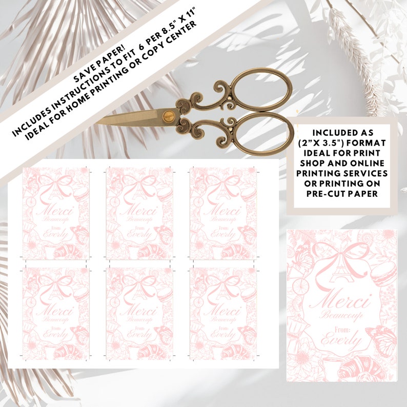 Editable Paris Party Merci Thank You Tags Butterfly Garden Eiffel Tower ...