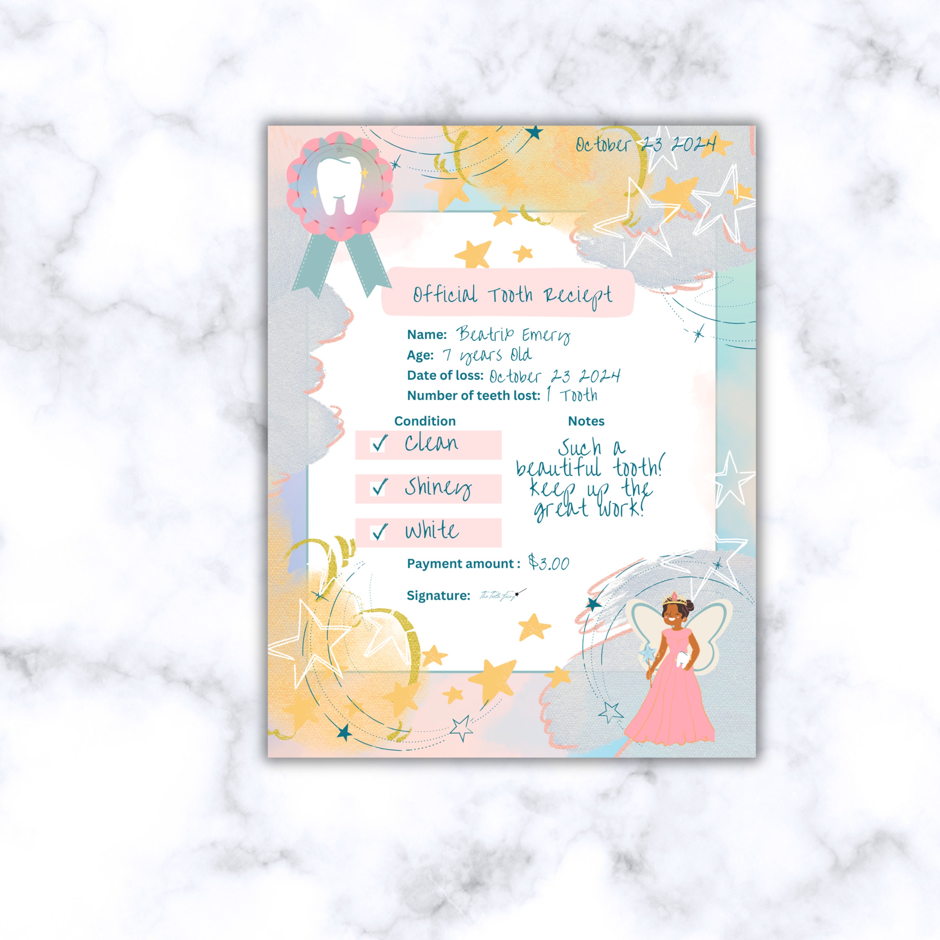 Kids Editable Royal Tooth Fairy Letter, Black Tooth Fairy Certificate ...