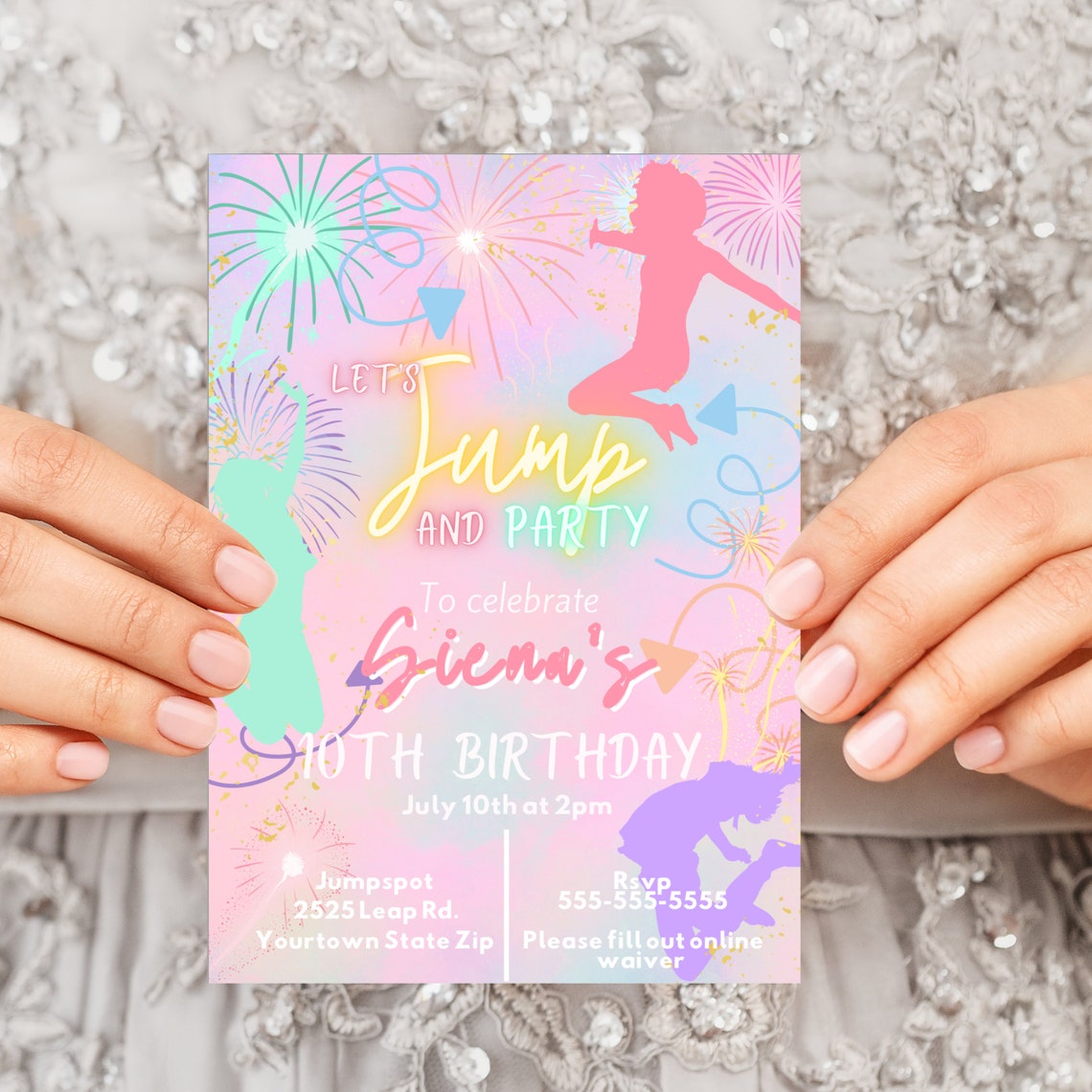 Editable Jump Party Invite Trampoline Park Jump Birthday, Bouncy Castle ...