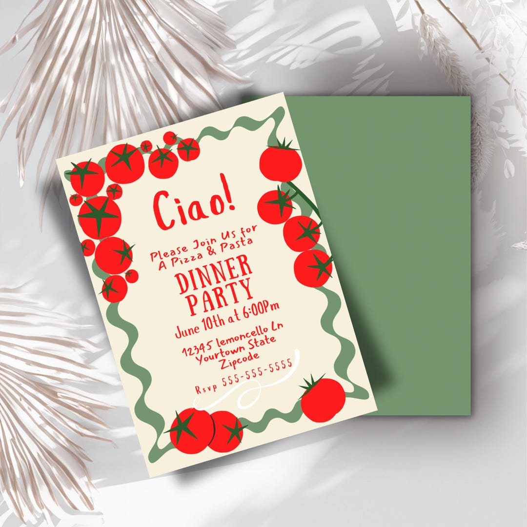 Editable- Italian Dinner Party Invite , Menu , Pasta Birthday Thats ...