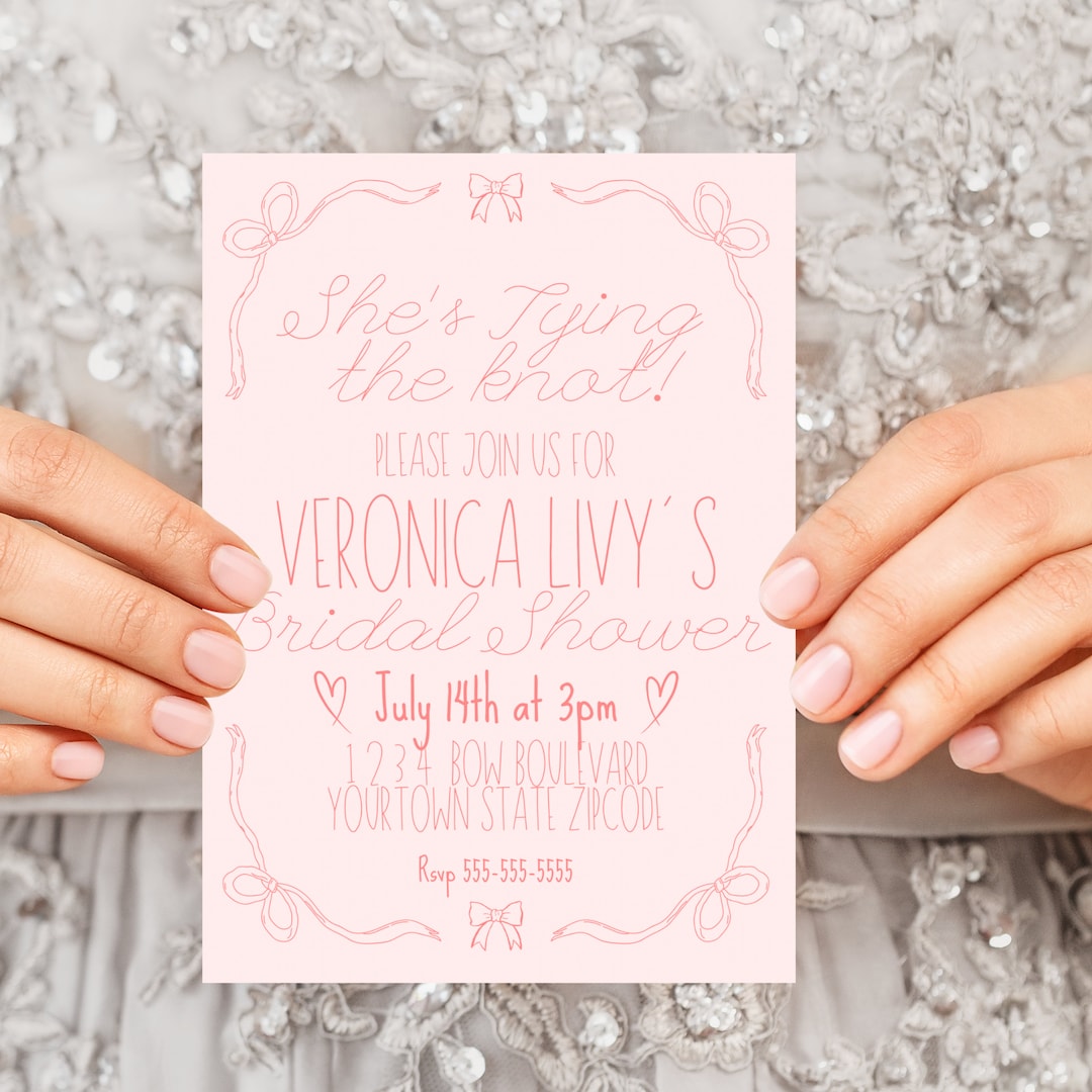 Editable Fancy Bow Invites Garden Party Bridal Shower . Bow Theme Party ...