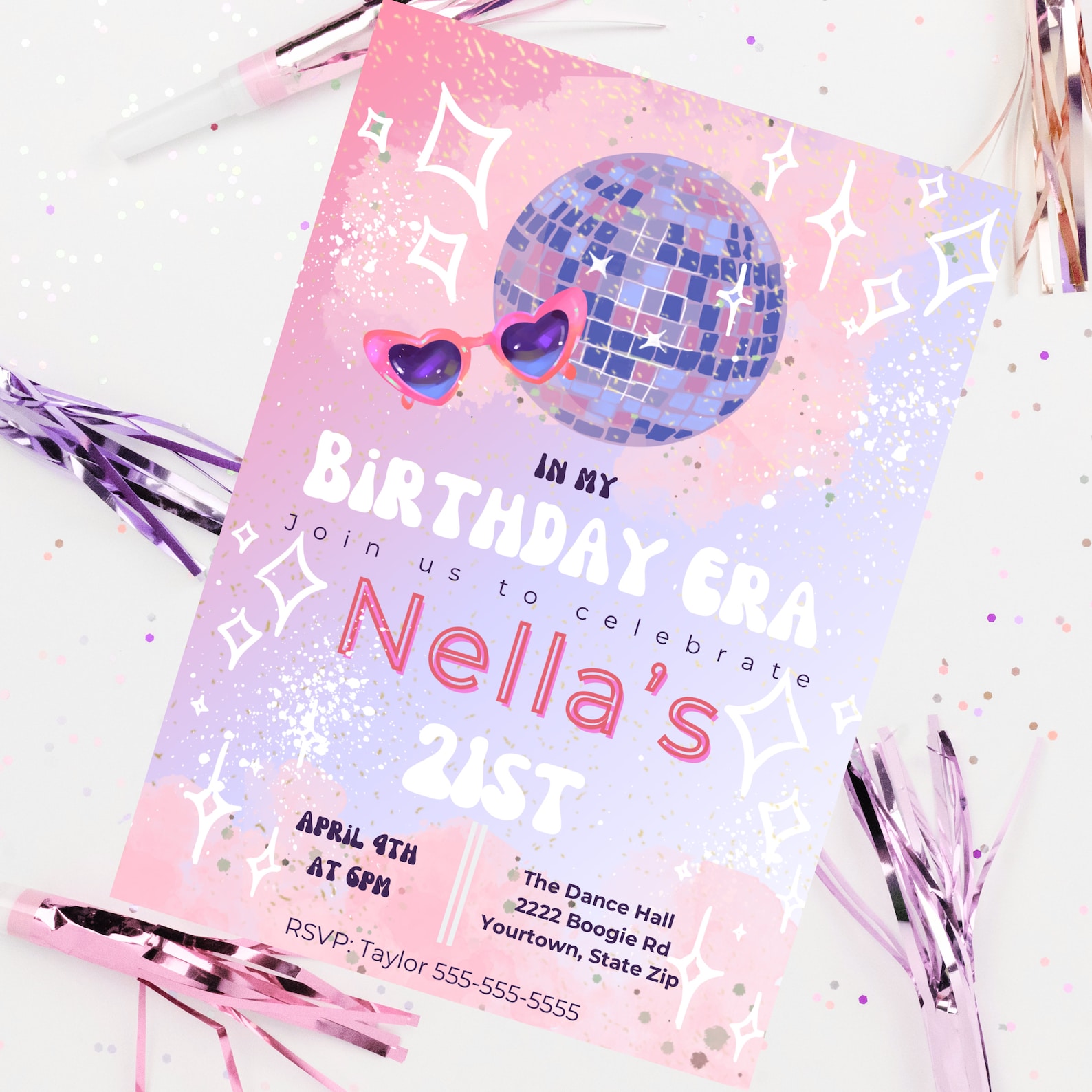 Editable in My Birthday Era Inspired Taylor Rockstar Birthday Disco ...