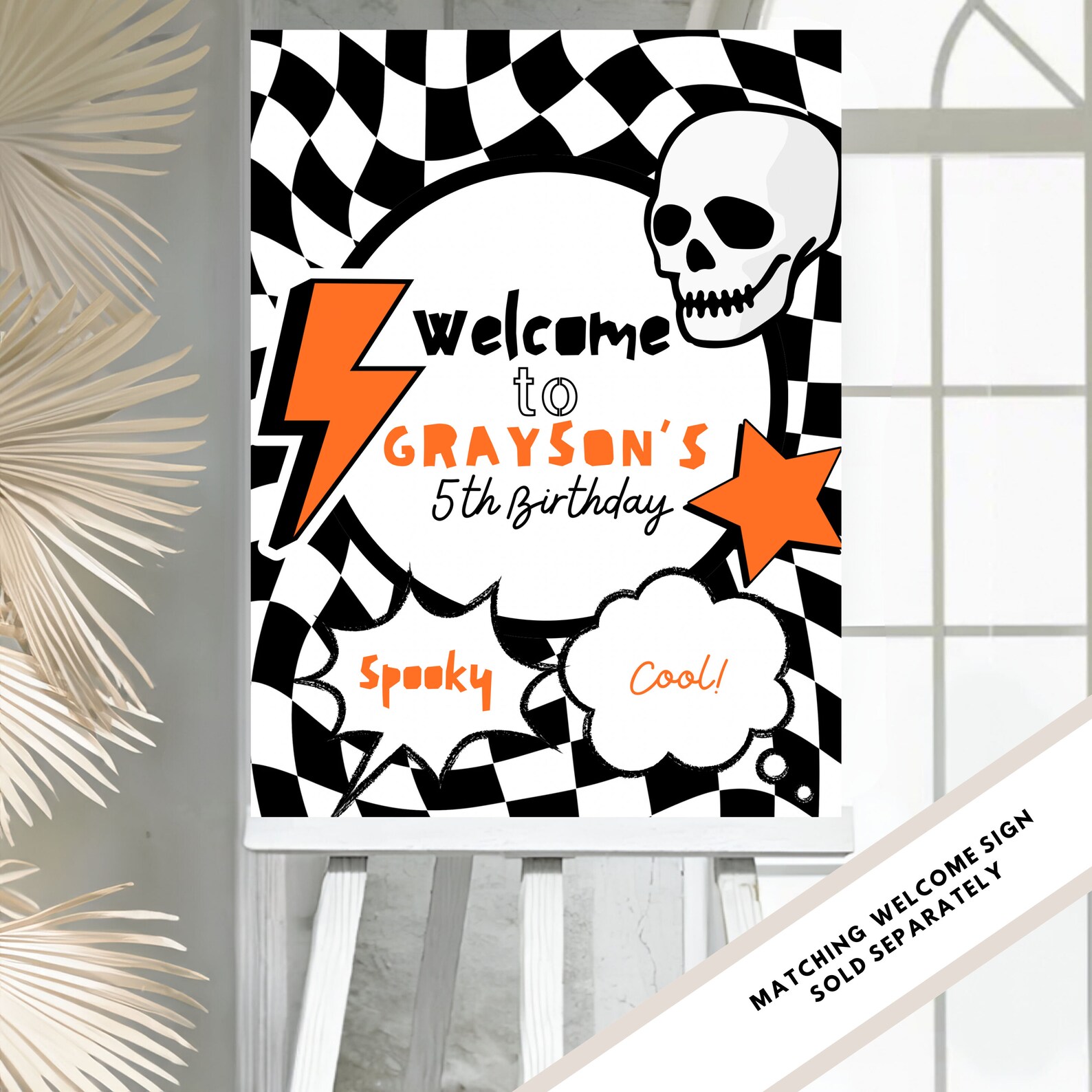 Editable Five a Vibe Spooky Dude Invite Cool 5th Birthday Party 90s ...
