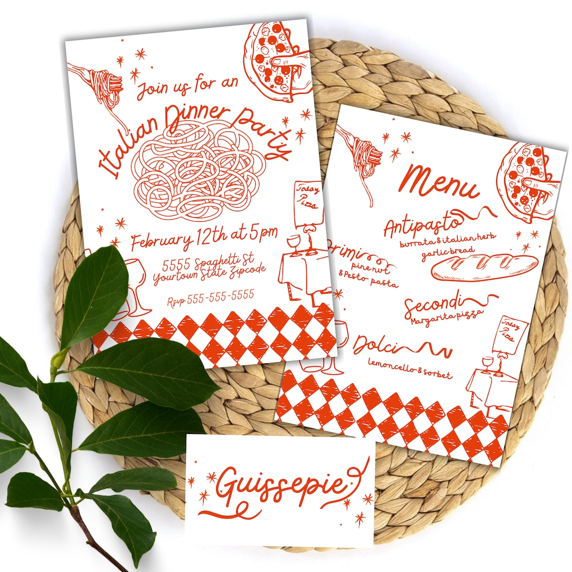 Editable- Italian Dinner Party Invite , Menu , Place Card Set , Thats ...