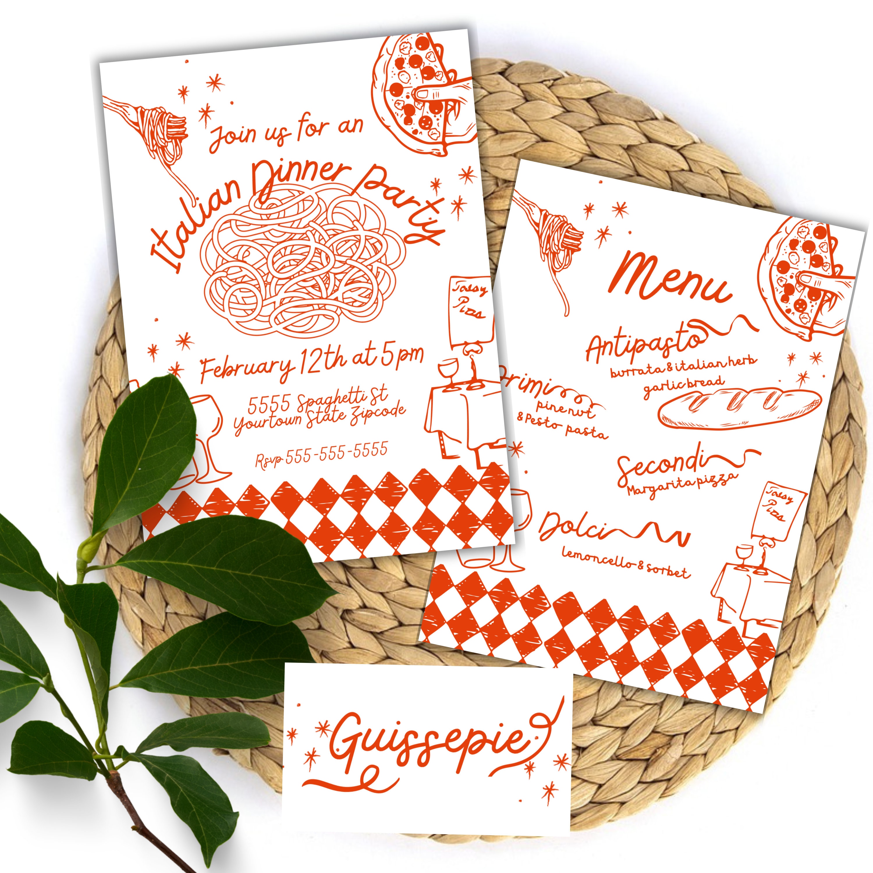 Editable- Italian Dinner Party Invite , Menu , Place Card Set , Thats ...