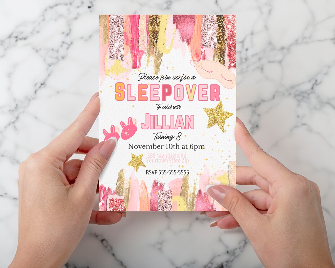 Editable Sleepover Invitation Glam Slumber Party Invite - Teen Girls ...