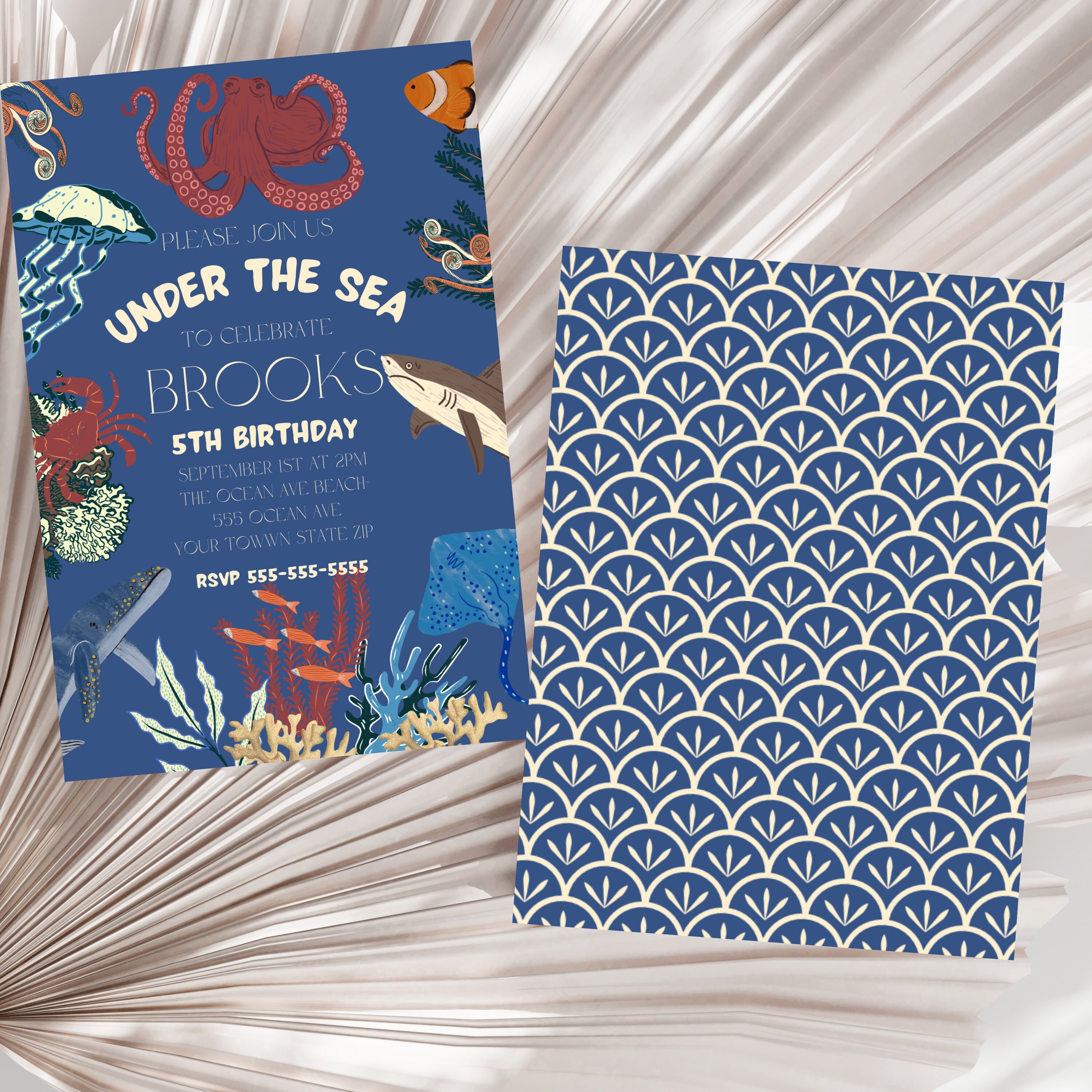 Editable-under the Sea Animals Invite Party Ocean Nautical Birthday ...