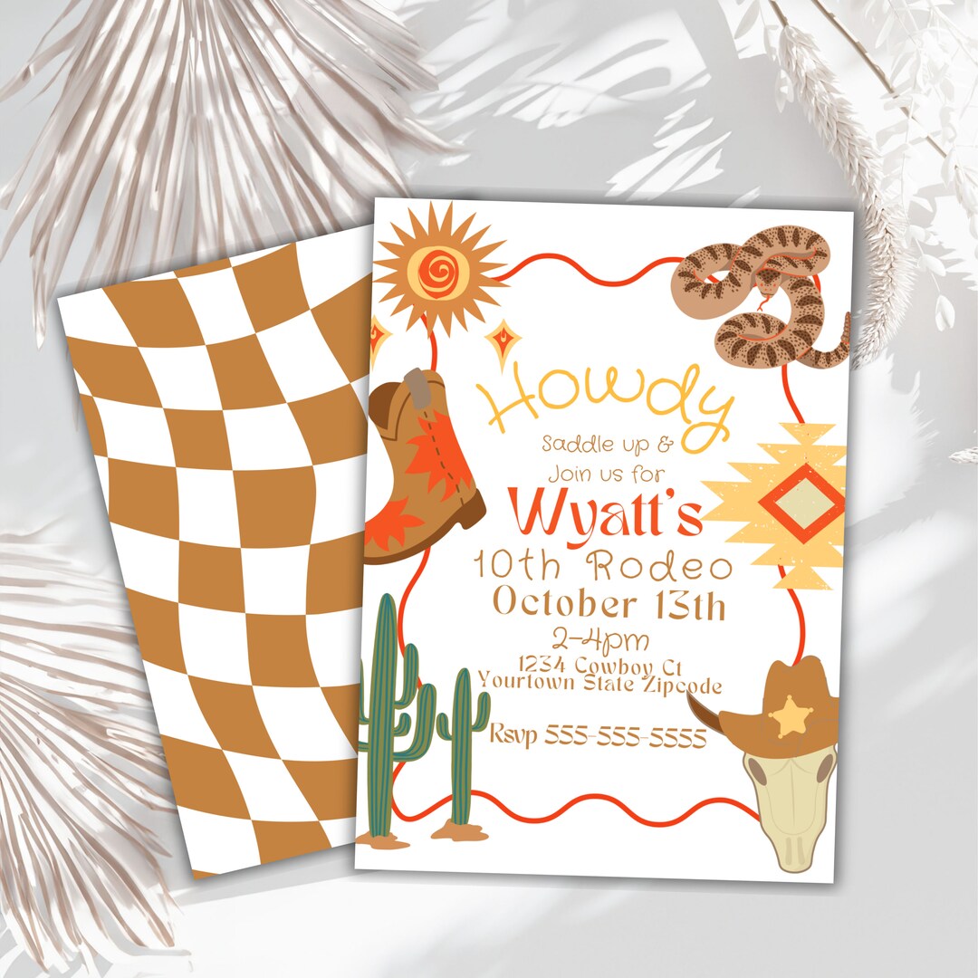 Editable Western Theme Party Invite Country Western Wild West Themed ...