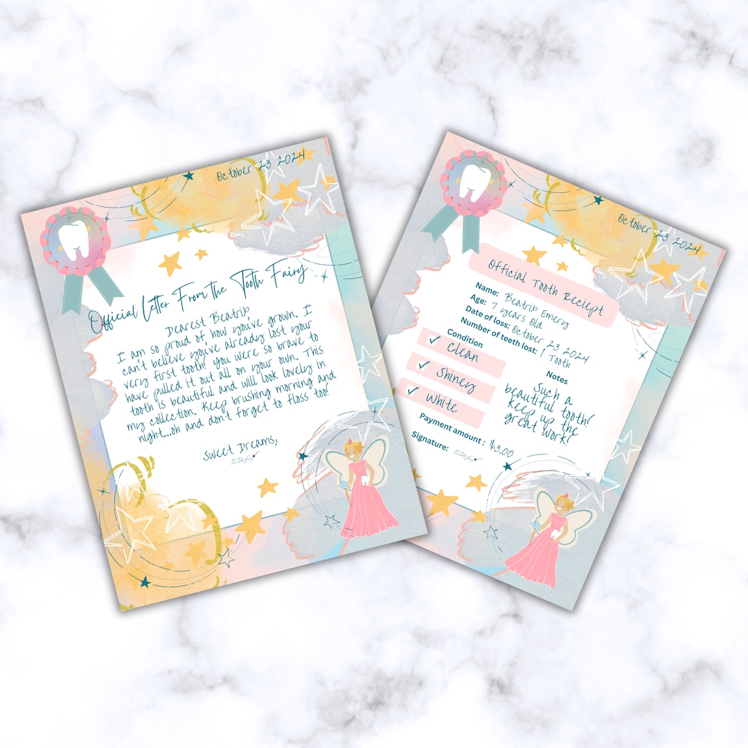 Kids Editable Tooth Fairy Letters, Tooth Fairy Certificate, Lost Tooth ...
