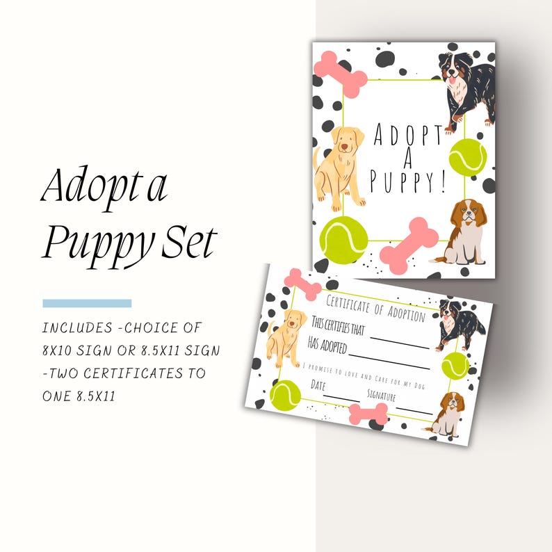Editable ADOPT A PUPPY Certificate Printable Puppy Pawty Favor Adopt ...