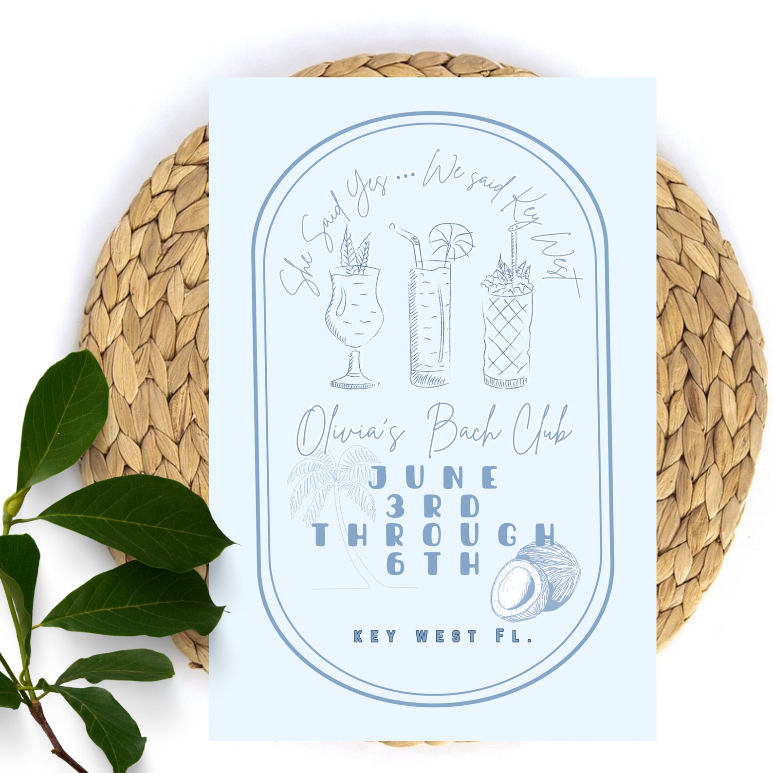 Editable Key West Bachelorette Tropical Invitation Set, Bach Club ...