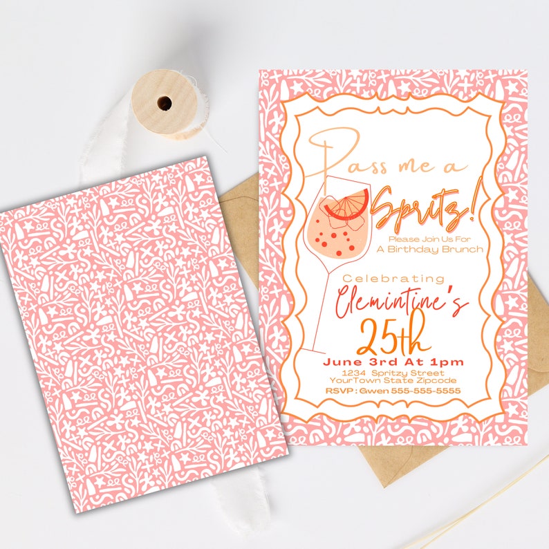Editable- Summer Spritz Invitation Doodle Hand Drawn Feeling Spritzy ...