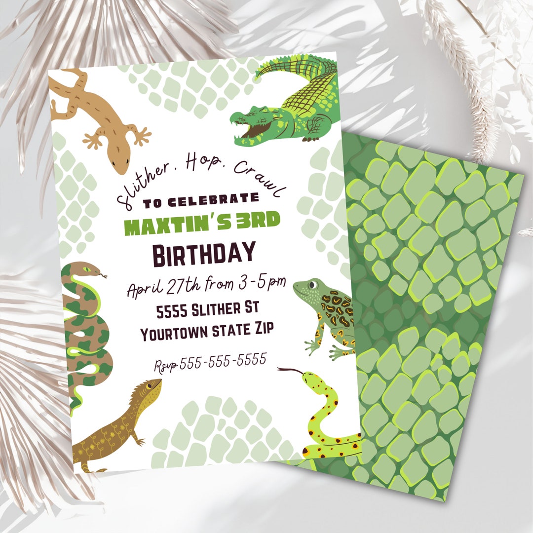 Reptile Birthday Invitation: Snake Theme Party, Editable Printable ...