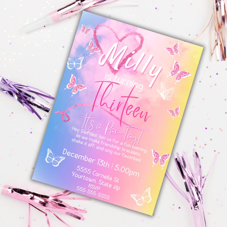 Editable Inspired Era Party Invitation, Fan Girl Pastel Disc Thirteenth ...