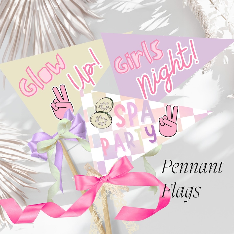 Editable Spa Birthday Pennant Flags , Diy Decor Flags Pamper Party, Spa ...